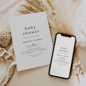 EMELIA Rustic Minimalist QR Simple Baby Shower Invitation | Zazzle