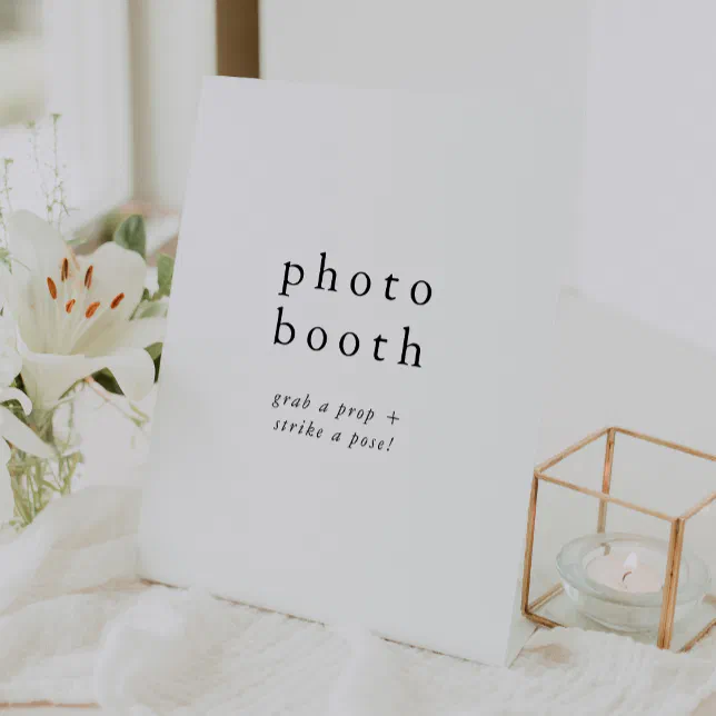 EMELIA Unique Neutral Rustic Wedding Photo Booth Pedestal Sign | Zazzle
