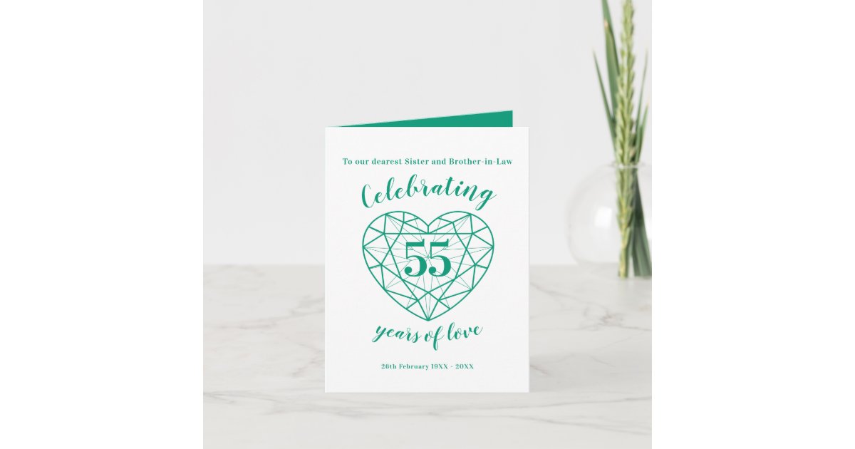 Emerald 55th wedding anniversary card | Zazzle