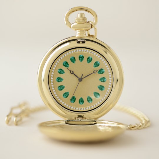 Emerald And Diamond Look Pocket Watch | Zazzle.com