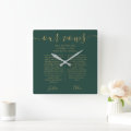 Emerald And Gold His And Hers Wedding Vows Square Wall Clock | Zazzle