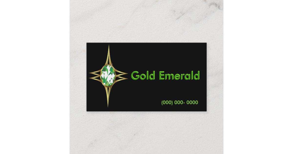 Emerald and Gold Logo Business Card | Zazzle