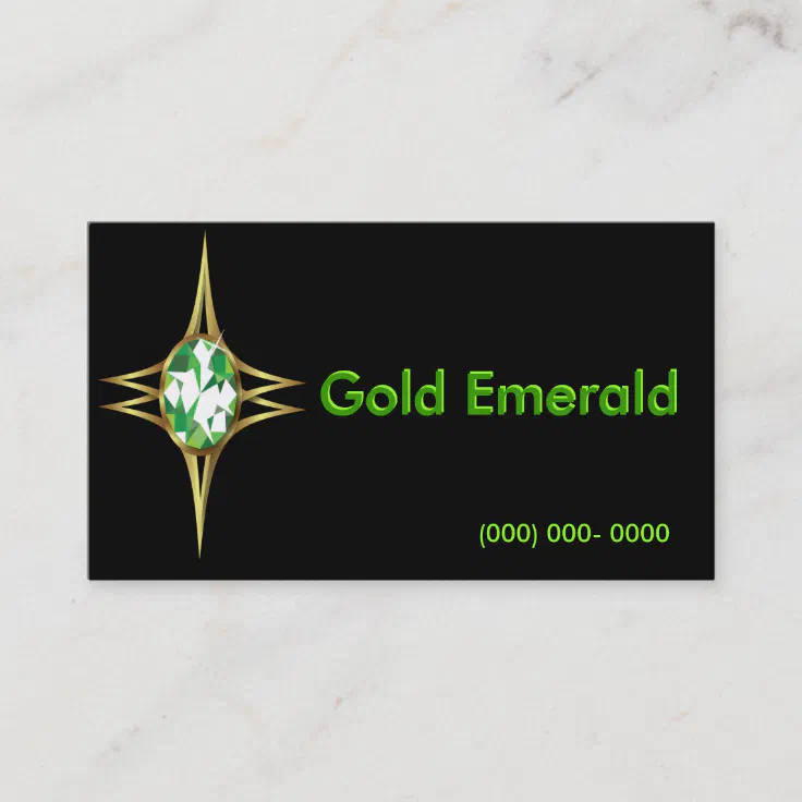 Emerald and Gold Logo Business Card | Zazzle