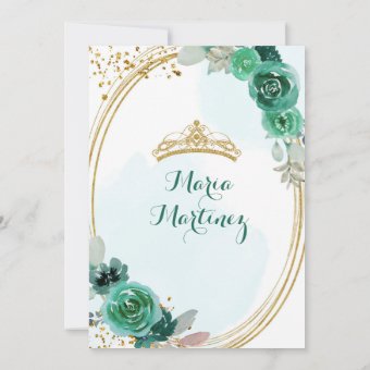 Emerald and Hunter Green Roses Quinceanera Invitation | Zazzle