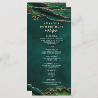 Emerald and Rose Gold Menu | Zazzle