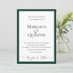 Emerald and Silver Frame Wedding Invitation | Zazzle