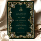Emerald Antique Gold & Jeweled Islamic Wedding Invitation | Zazzle