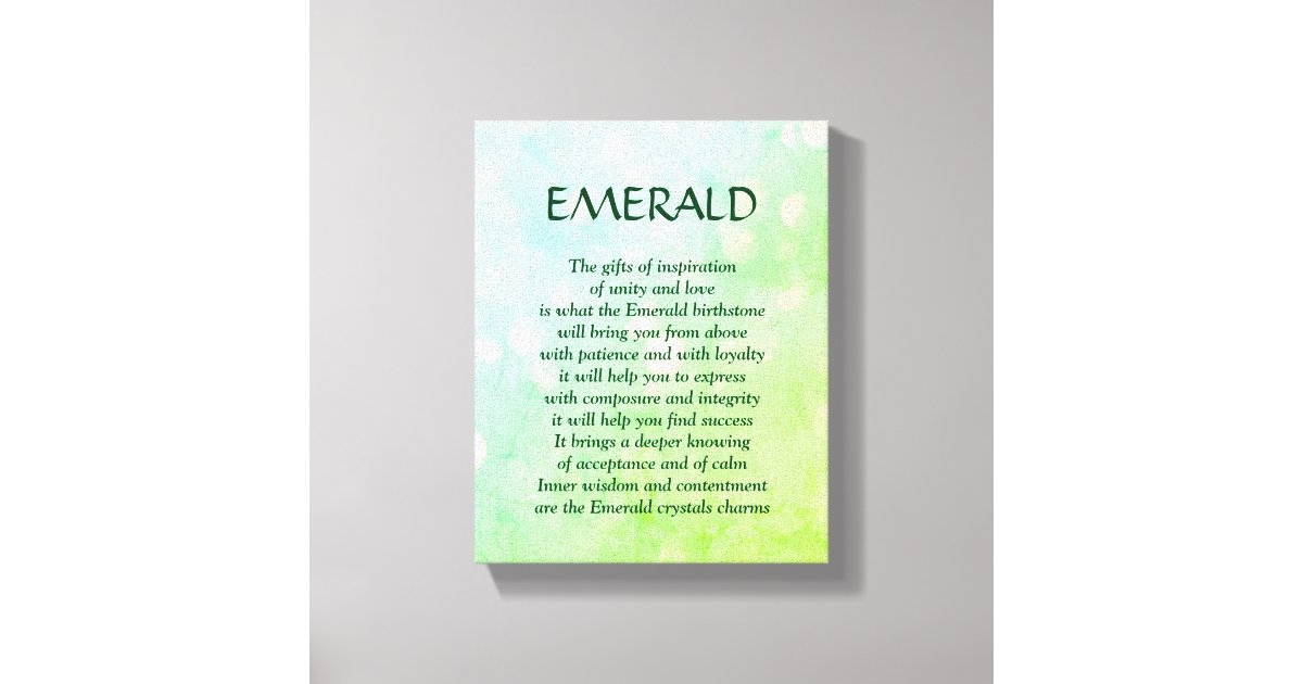 Emerald birthstone - May poem art canvas | Zazzle