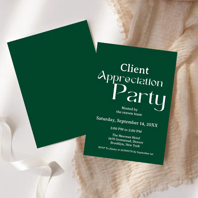 Emerald client appreciation party grateful party invitation | Zazzle