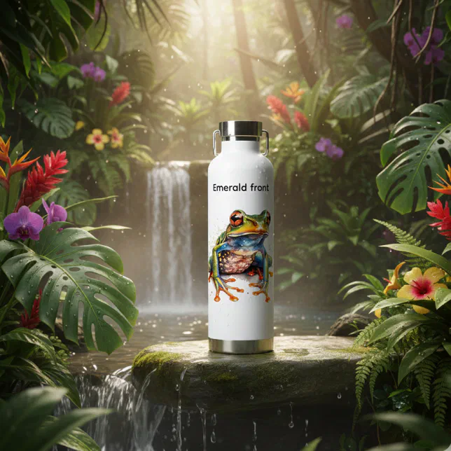 Emerald Eye Rainforest Frog Water Bottle | Zazzle