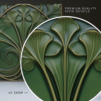 Emerald Flourish: Art Nouveau Inspired Ceramic Tile | Zazzle