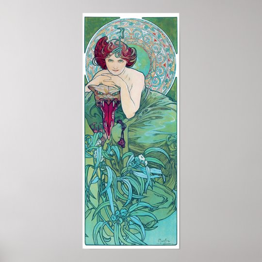 Emerald (Four Jewels), Alphonse Mucha Poster | Zazzle.com