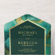 Emerald Gold Abstract Fluid Ink QR Code Wedding All In One Invitation ...