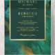 Emerald Gold Abstract Fluid Ink QR Code Wedding All In One Invitation ...