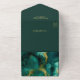Emerald Gold Abstract Fluid Ink QR Code Wedding All In One Invitation ...
