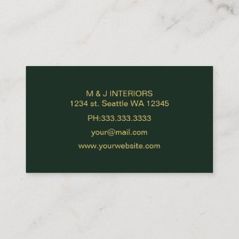 emerald Gold Handwritten Script Calligraphy Business Card | Zazzle