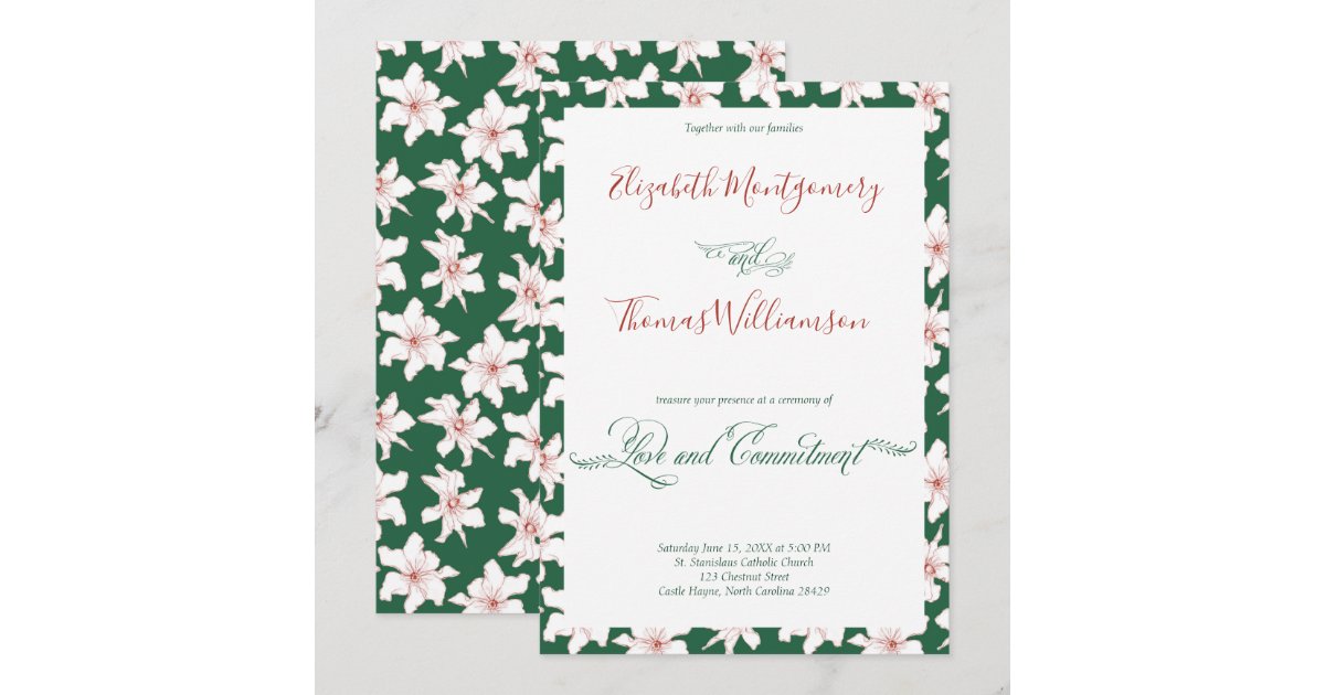 Emerald Gree Floral Commitment Ceremony Invitation | Zazzle
