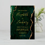 Emerald Green Agate Whimsical Script Wedding Foil Invitation | Zazzle