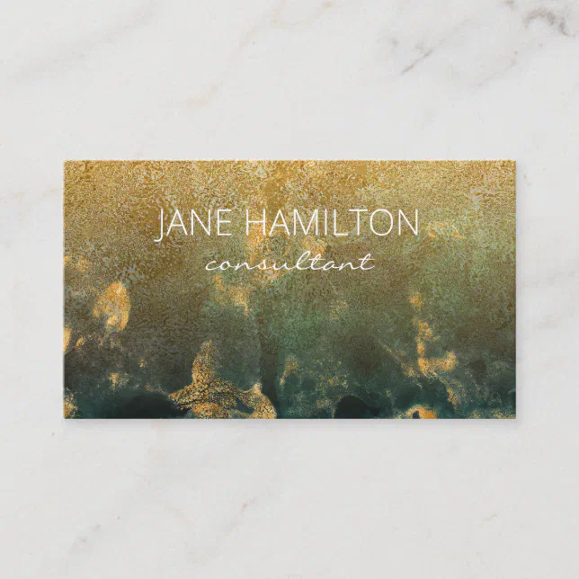 Emerald Green and Gold Abstract Business Card | Zazzle