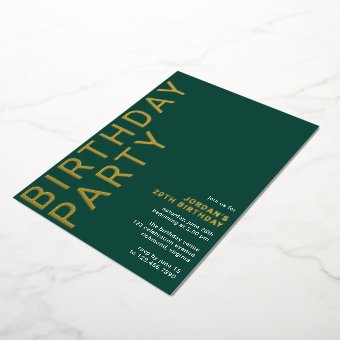 Emerald Green and Gold | Elegant Any Age Birthday Foil Invitation | Zazzle