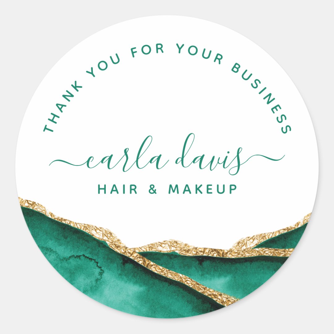 Emerald Green And Gold Watercolor Classic Round Sticker | Zazzle