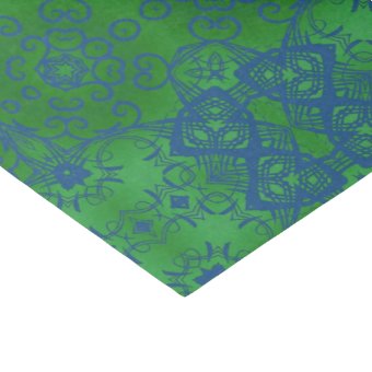 Emerald Green & Blue Stylish Bohemian Pattern Tissue Paper | Zazzle