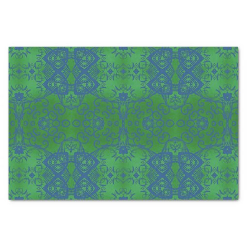 Emerald Green & Blue Stylish Bohemian Pattern Tissue Paper | Zazzle
