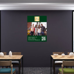 Emerald green business logo photo welcome QR-code Poster | Zazzle