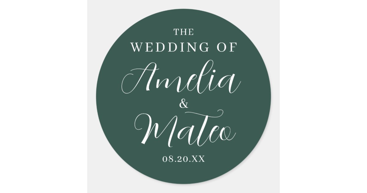 Emerald Green Calligraphy Wedding Envelope Seal | Zazzle