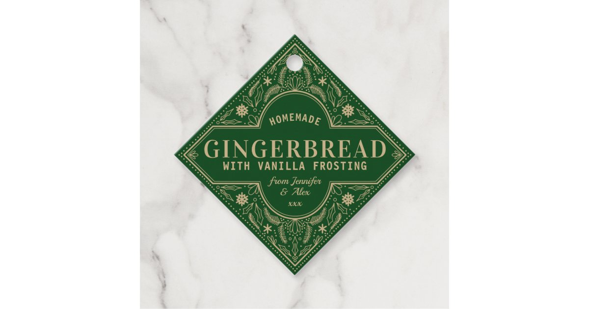 Emerald Green Christmas Gingerbread label | Zazzle