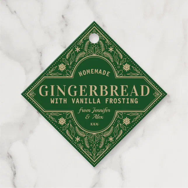 Emerald Green Christmas Gingerbread label | Zazzle