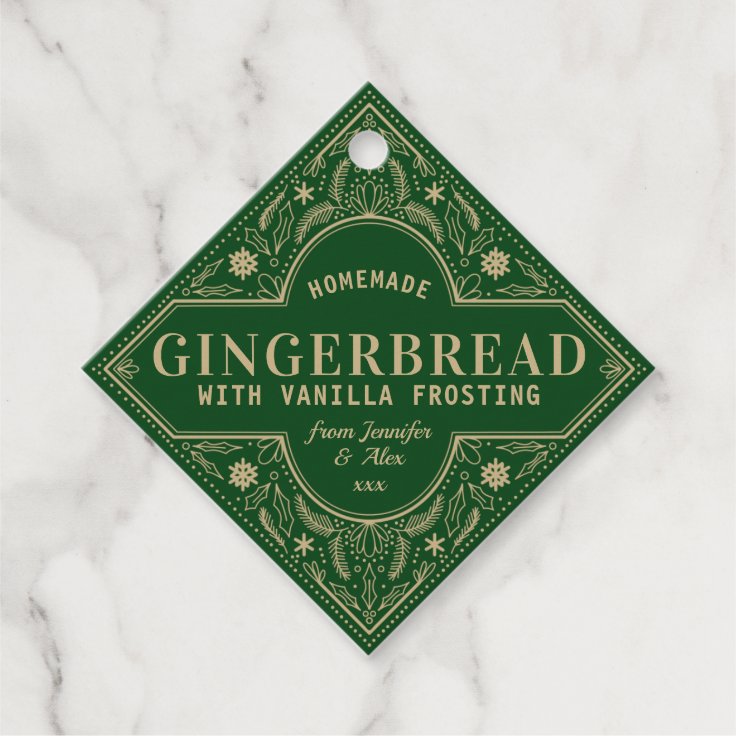 Emerald Green Christmas Gingerbread label | Zazzle