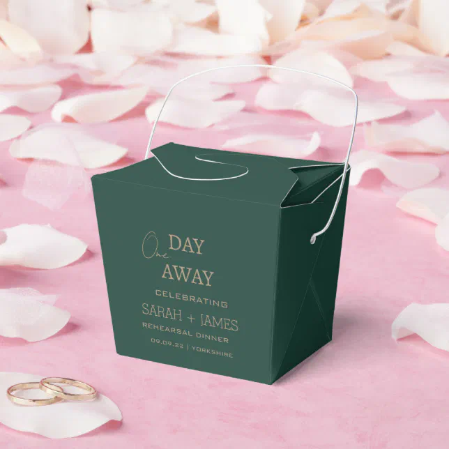Emerald Green Elegant One Day Away Wedding Favor Boxes | Zazzle