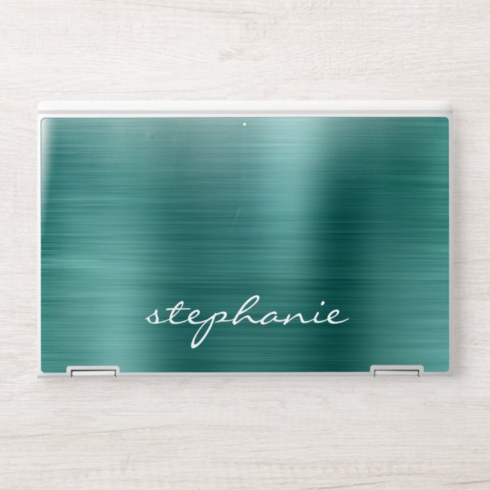 Emerald Green Faux Brushed Metal Personalized HP Laptop Skin | Zazzle.com