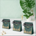 Emerald Green & Faux Gold Tarot Celestial Wedding Favor Boxes | Zazzle