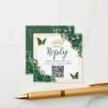 Emerald Green Floral Butterfly Quinceanera QR Code Enclosure Card | Zazzle