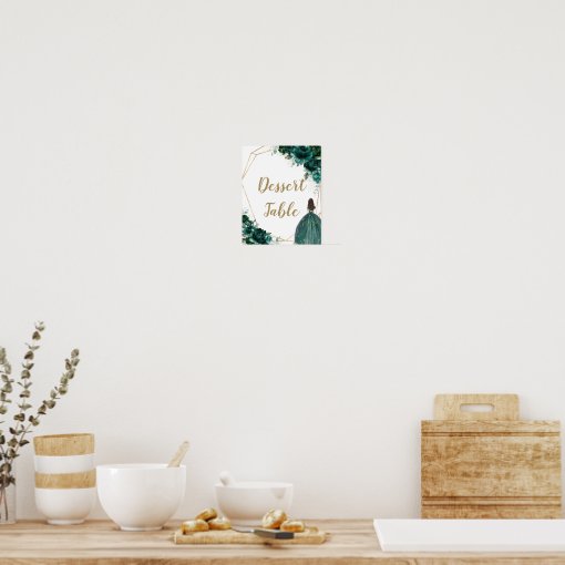 Emerald Green Floral Quinceañera Dessert Table Poster | Zazzle