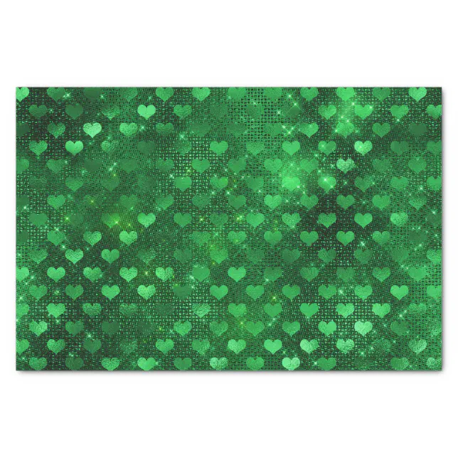 Emerald Green Glam Hearts Pattern Tissue Paper | Zazzle
