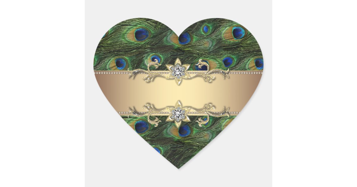 Emerald Green Gold Elegant Peacock Stickers | Zazzle