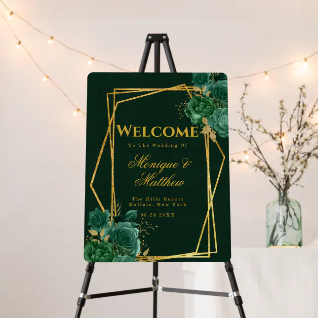 Emerald Green & Gold Geometric Floral Wedding Foam Board | Zazzle Emerald Green & Gold Geometric Floral Wedding Foam Board | Zazzle
