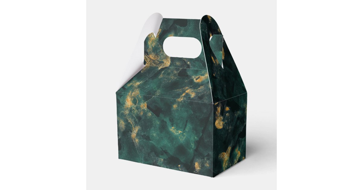 Emerald Green Gold Marble Wedding Favor Boxes | Zazzle