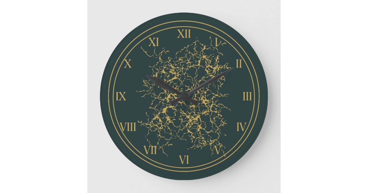 Emerald Green Gold Modern Abstract Large Clock | Zazzle