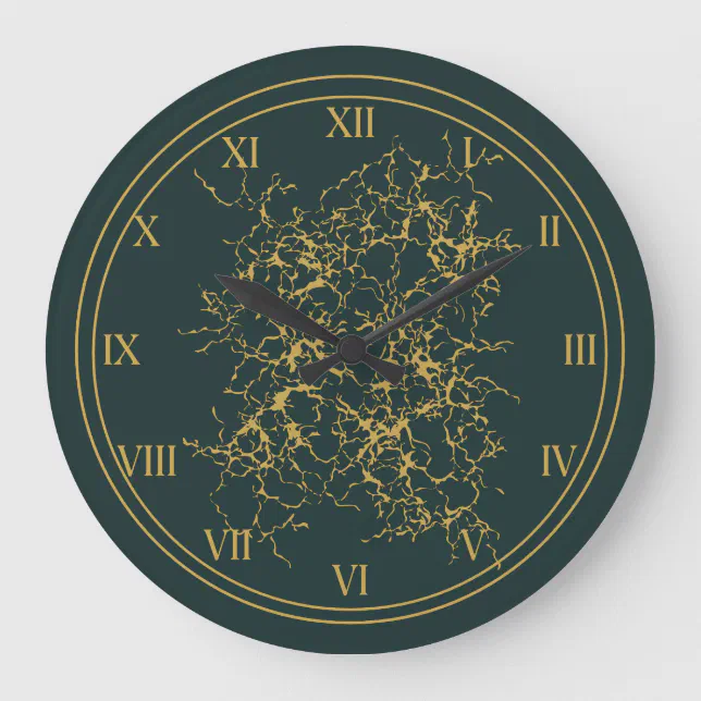 Emerald Green Gold Modern Abstract Large Clock | Zazzle