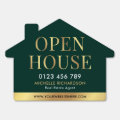 Emerald Green & Gold Open House for Sale Yard Sign | Zazzle