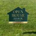 Emerald Green & Gold Open House for Sale Yard Sign | Zazzle