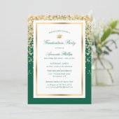 Emerald Green Gold Photo Graduation Party Invitation | Zazzle