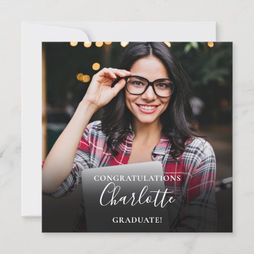 Emerald Green Gold Script 4 Photo Graduation Party Invitation | Zazzle