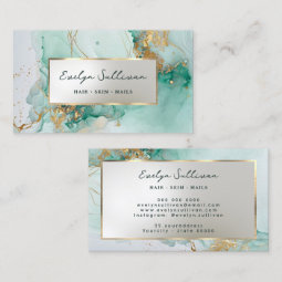 emerald green ink marble business card | Zazzle