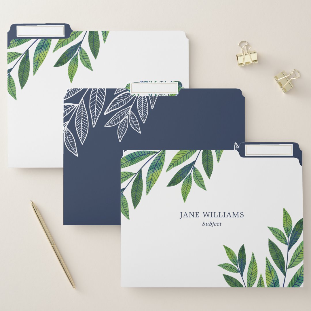 Emerald Green Leaves File Folder | Zazzle