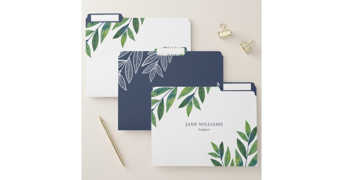 Emerald Green Leaves File Folder | Zazzle